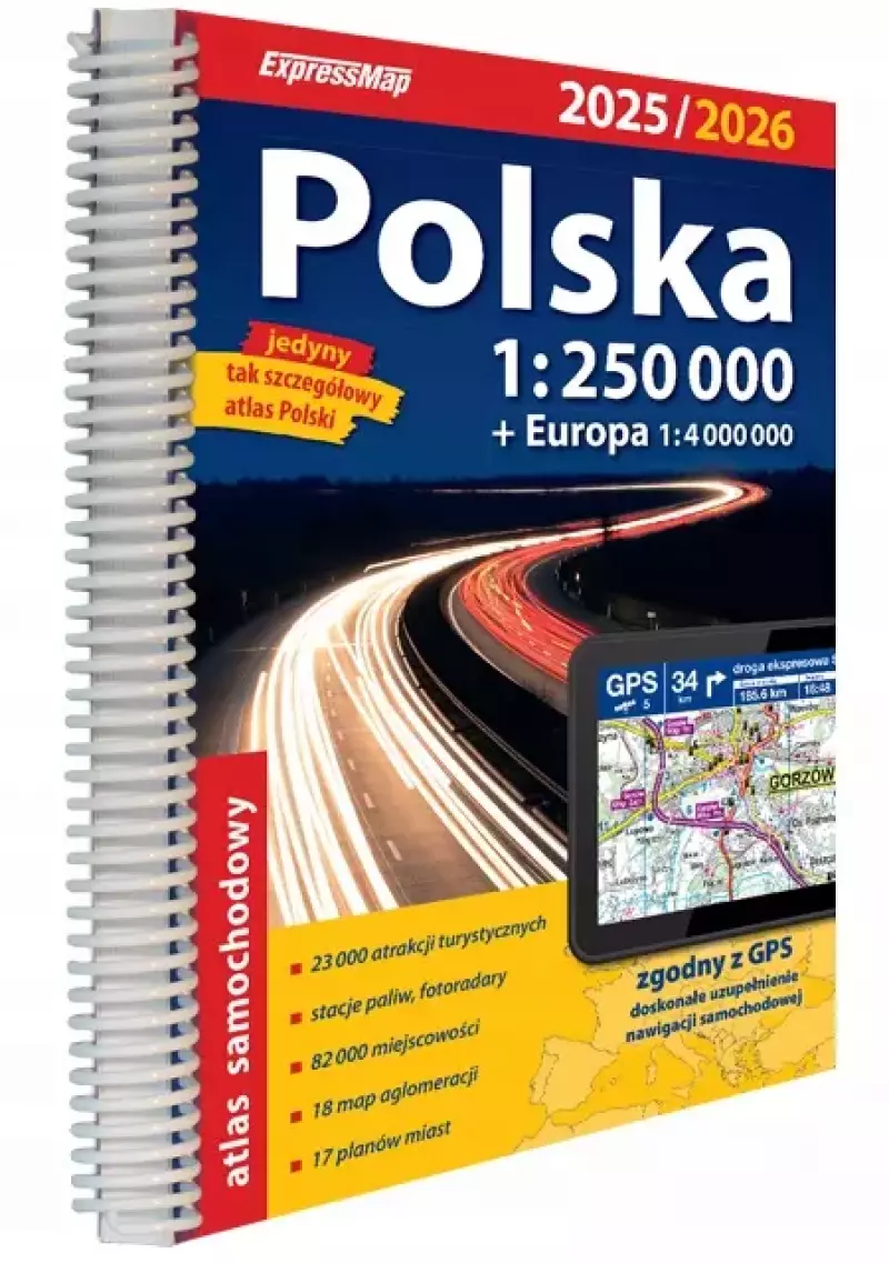 Polska atlas samochodowy 1:250 000 2025/2026 - Praca zbiorowa