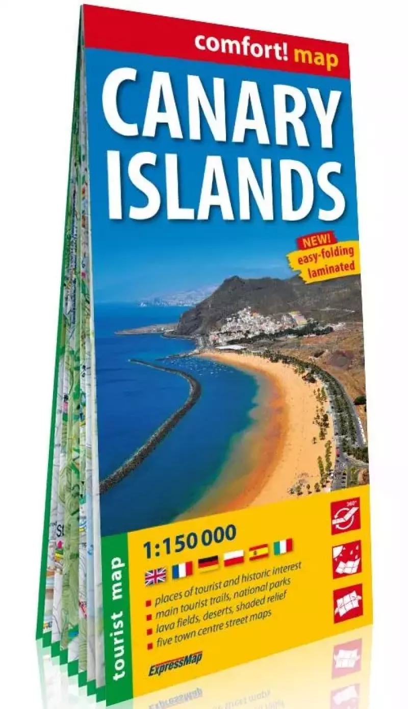 Wyspy Kanaryjskie (Canary Islands); laminowana mapa turystyczna 1:150 000