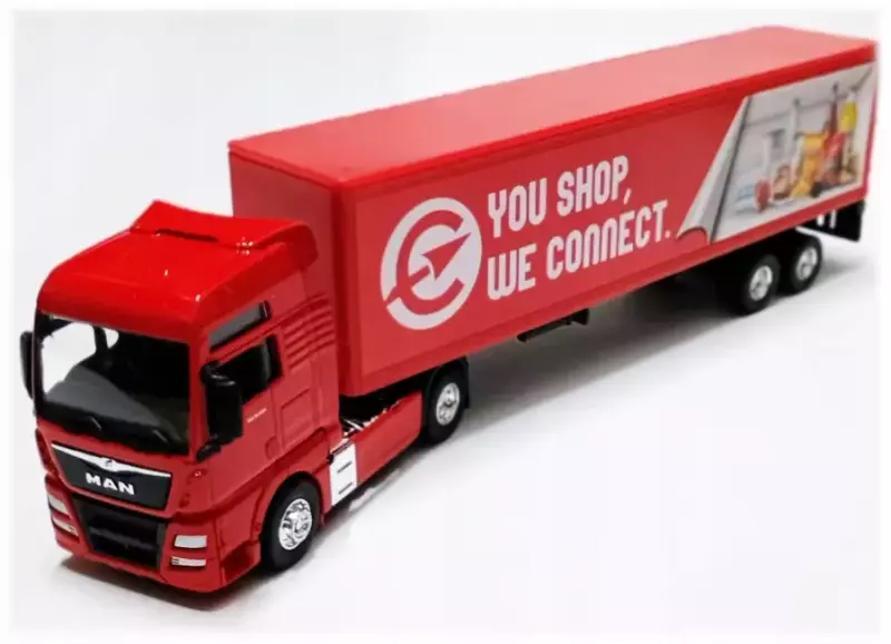 METALOWY MODEL TIR MAN TGX KONTENER CIĘŻARÓWKA - Welly