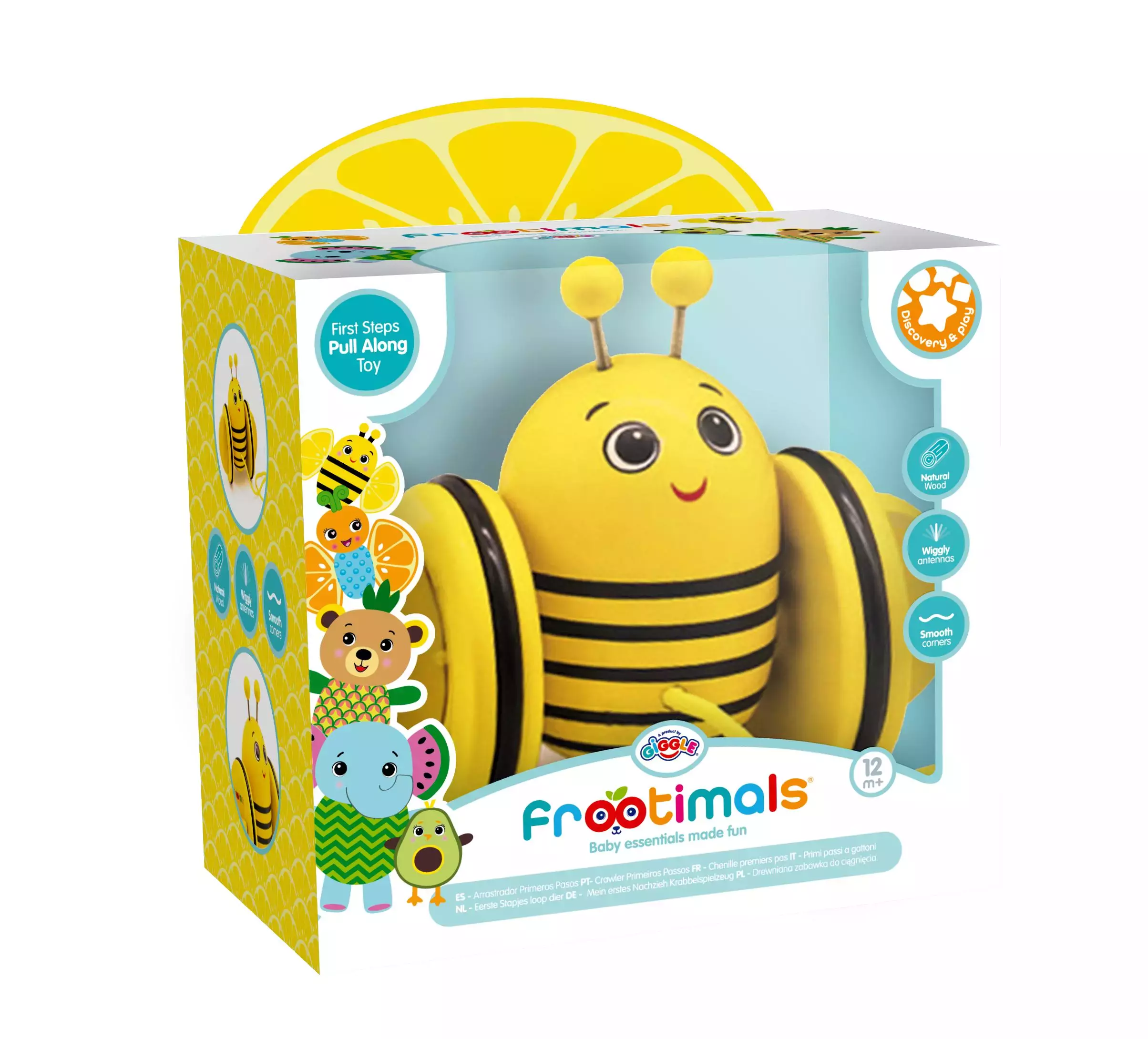 Drewniana zabawka do ciągnięcia Frootimals bizzy lemonbee