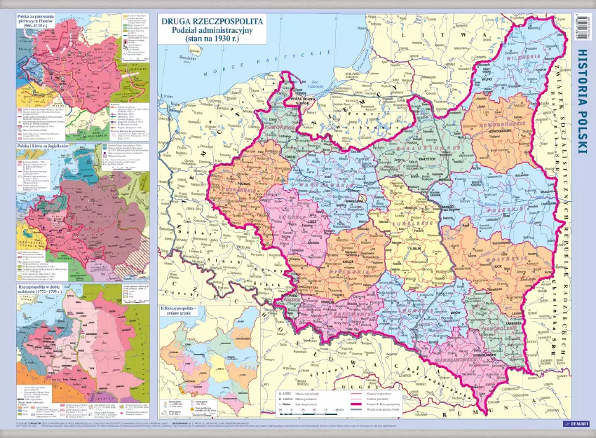 Ścienna historyczna mapa Polski - praca zbiorowa