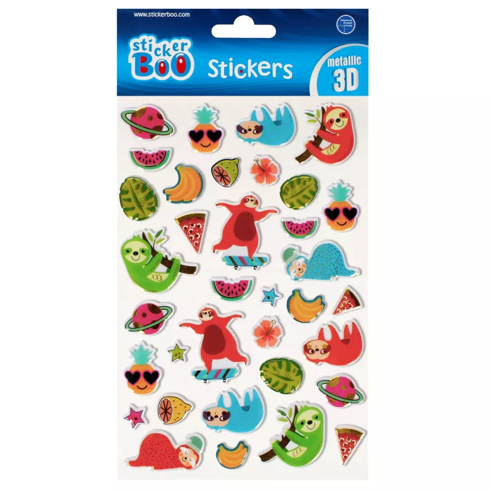 Naklejki 14x21 cm 3d Leniwiec Sticker Boo 493713 - Sticker Boo