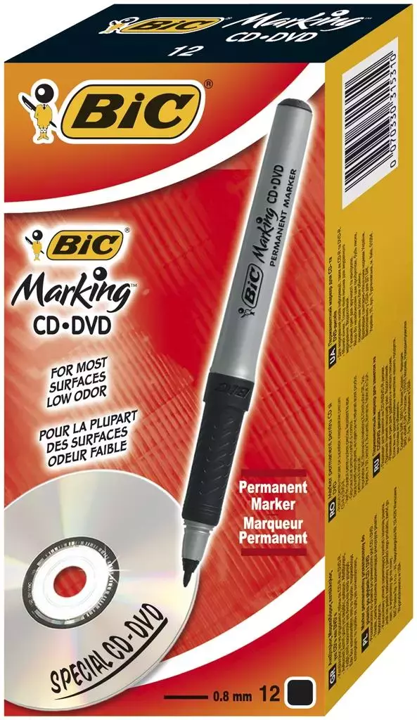 Marker Marking CD/DVD czarny (12szt) BIC - BIC