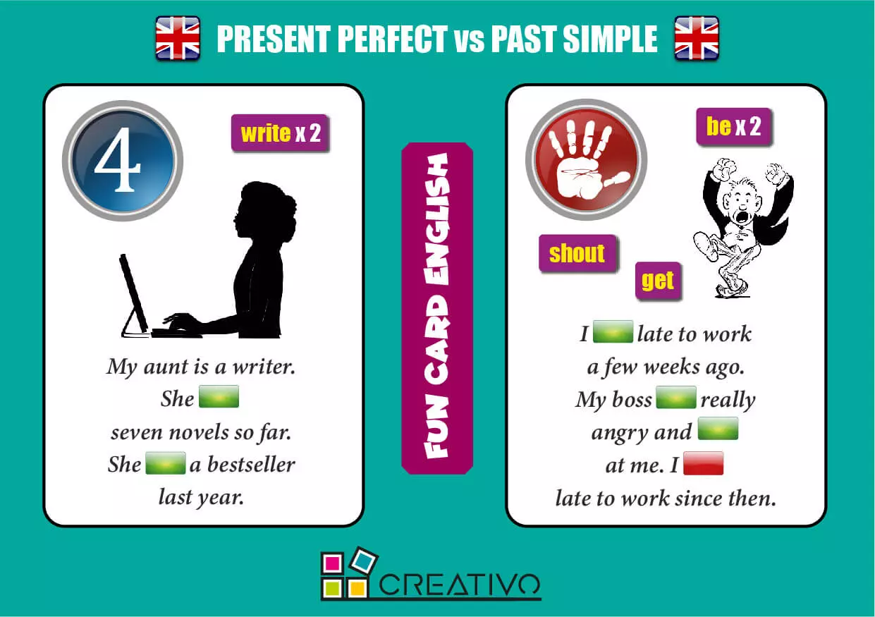 Fun Card English. Present Perfect vs Past Simple - Creativo
