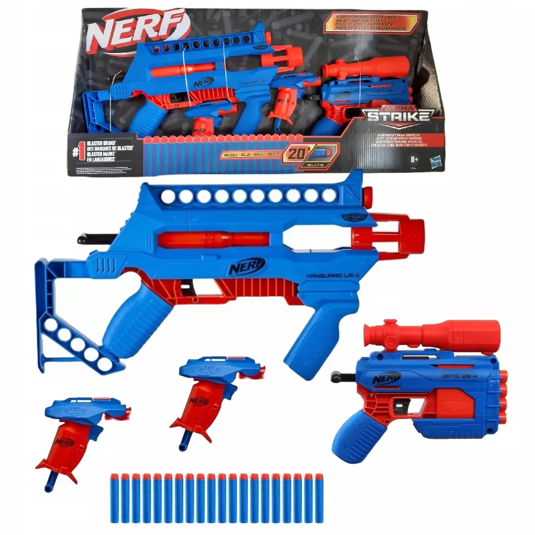 NERF ALPHA 4 x wyrzutna VANGUARD, Optic,2X SLINGER
