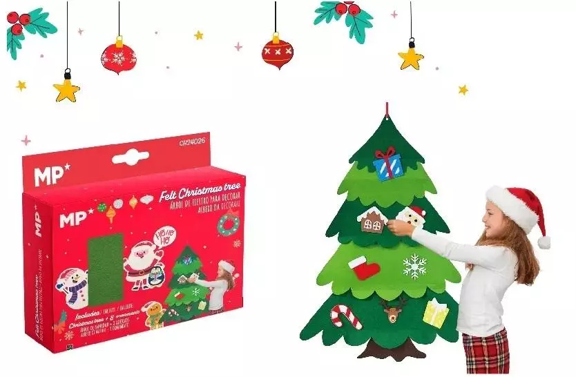 Choinka DIY z filcu z 8 ozdobami - MP Main Paper