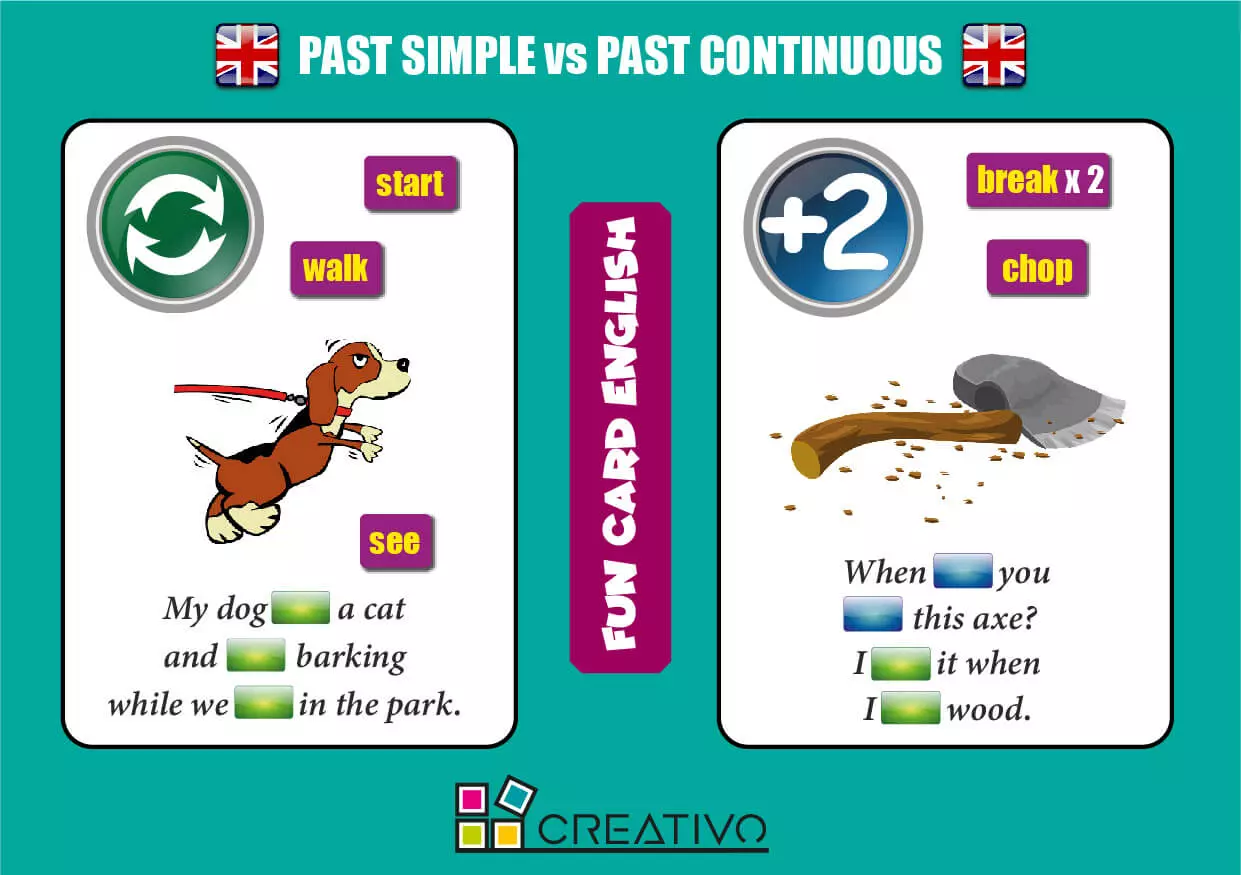 Fun Card English. Past Simple vs Past Continuous - Creativo