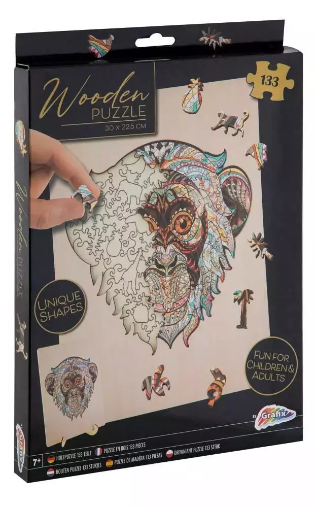 Puzzle drewniane 132 Unikalne Kształty Małpka - Grafix