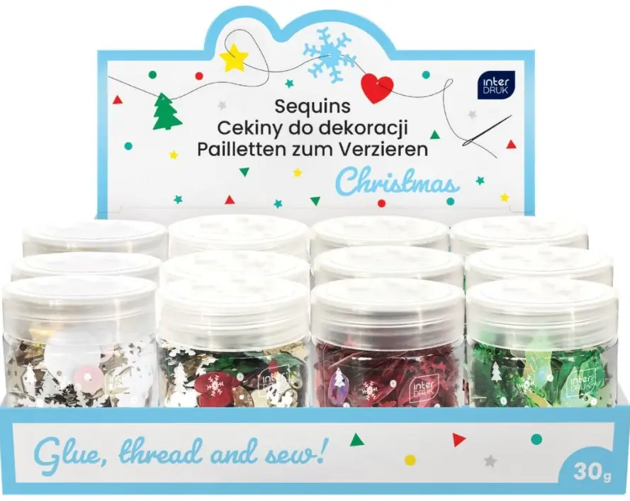 Cekiny do dekoracji 30 g, świąteczne - Interdruk