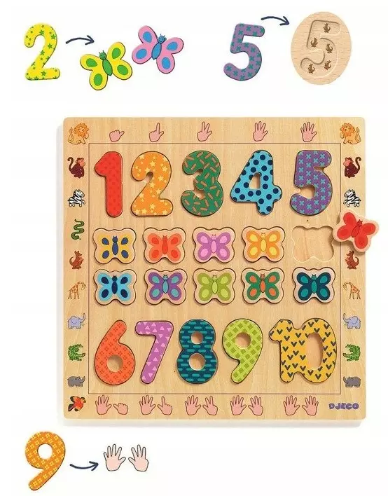 Puzzle drewniane, cyfry - Djeco