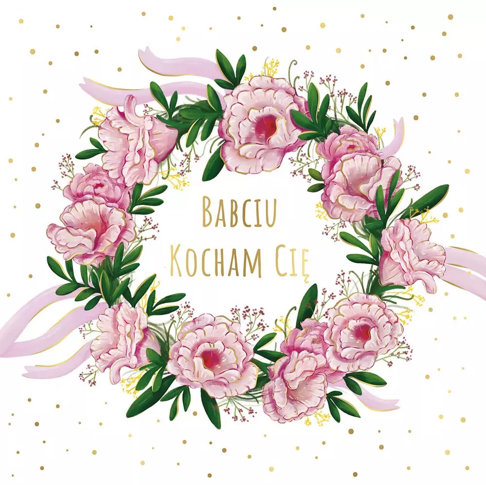 Karnet okolicznościowy, wianuszek różowy - Henry