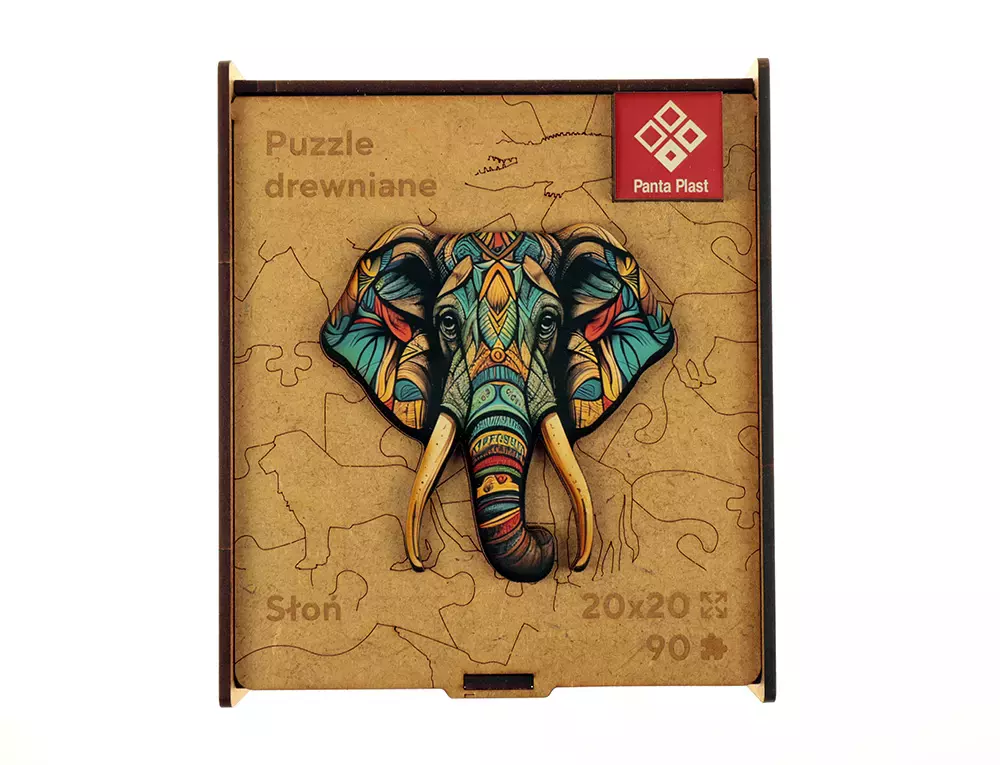 Puzzle 90 drewniane A4 Słoń - Panta Plast