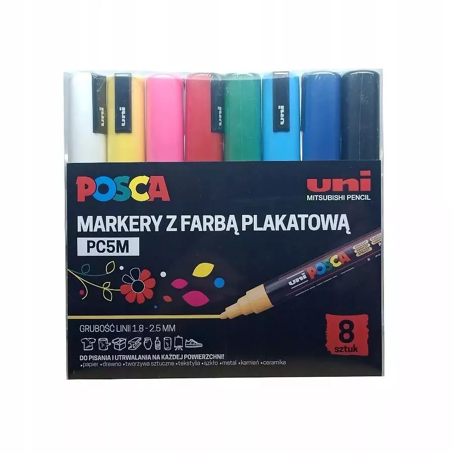 Markery PC5-M zestaw 8 sztuk markerów Posca Uni - Uni