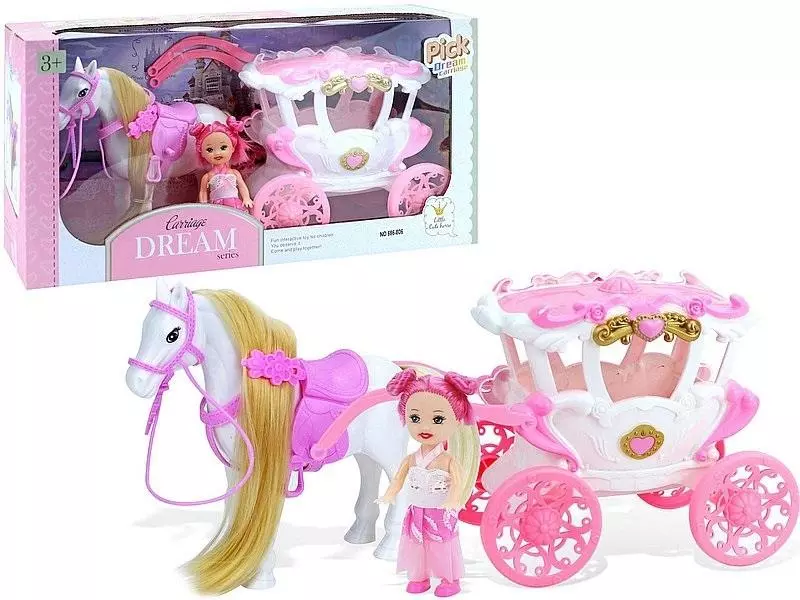 Karoca z koniem i lalką 8cm - Adar