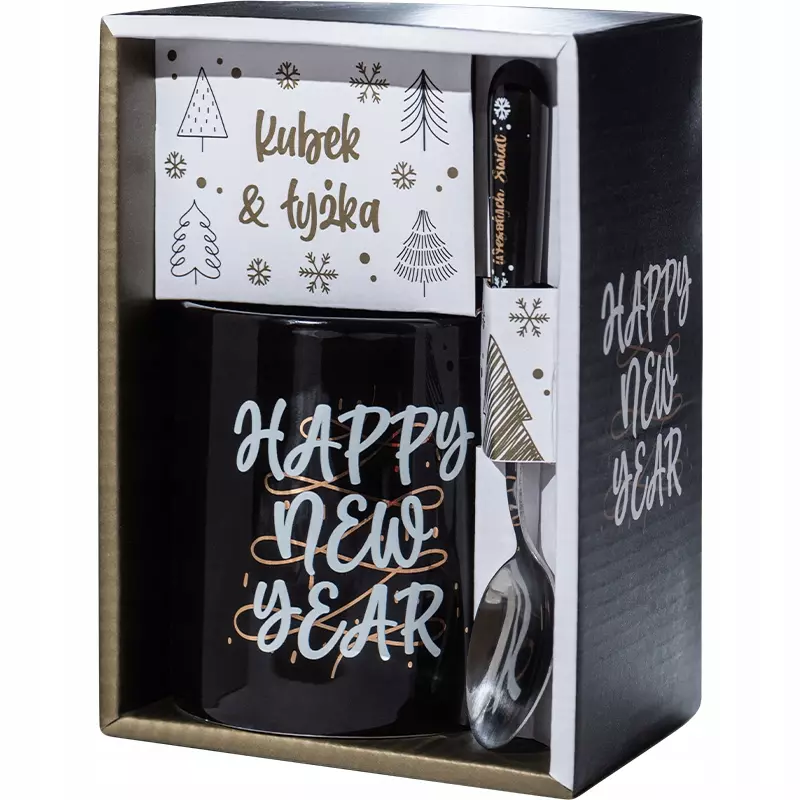 PREZENT na ŚWIĘTA MIKOŁAJKI świąteczny kubek łyżeczka napis HAPPY NEW YEAR